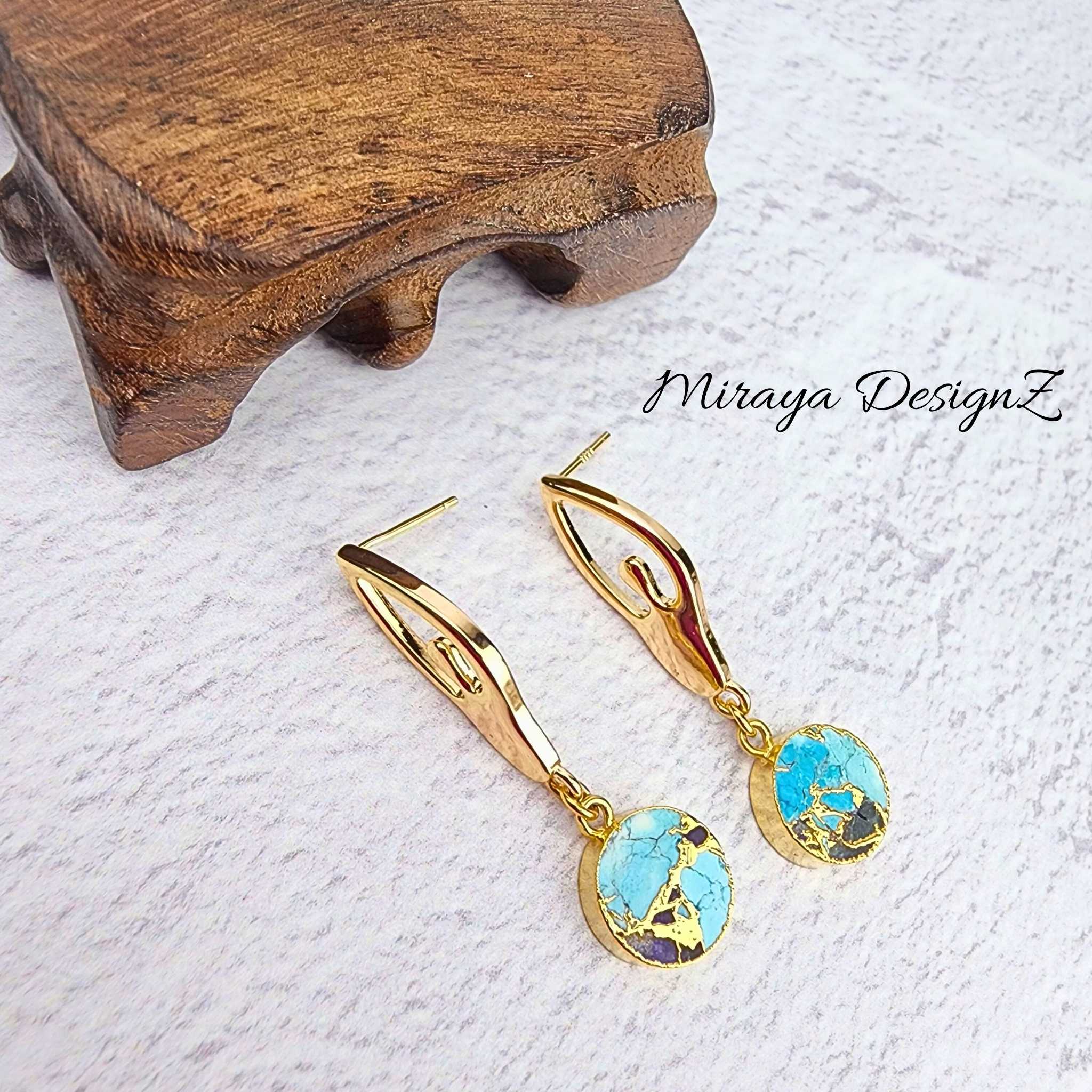 Mojave Turquoise Earring - Round Turquoise – Miraya DesignZ