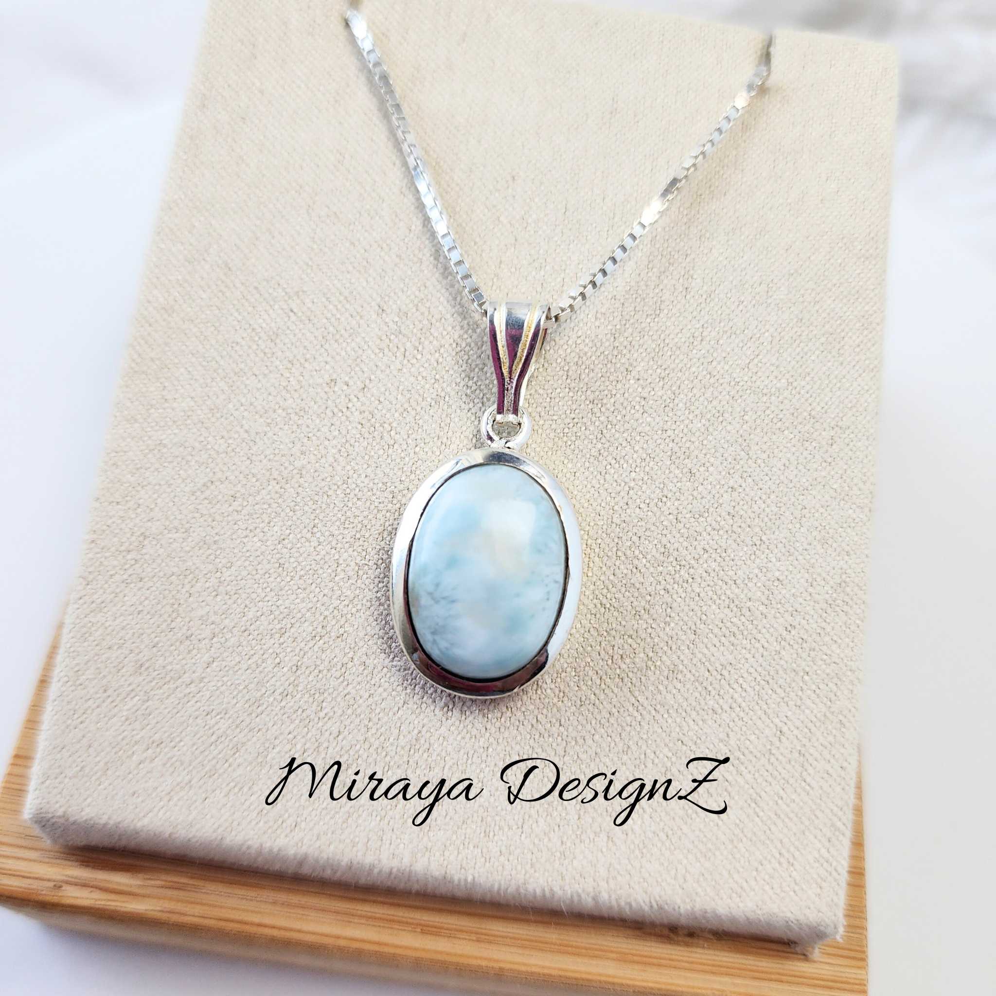 Oval Larimar Necklace – Miraya DesignZ